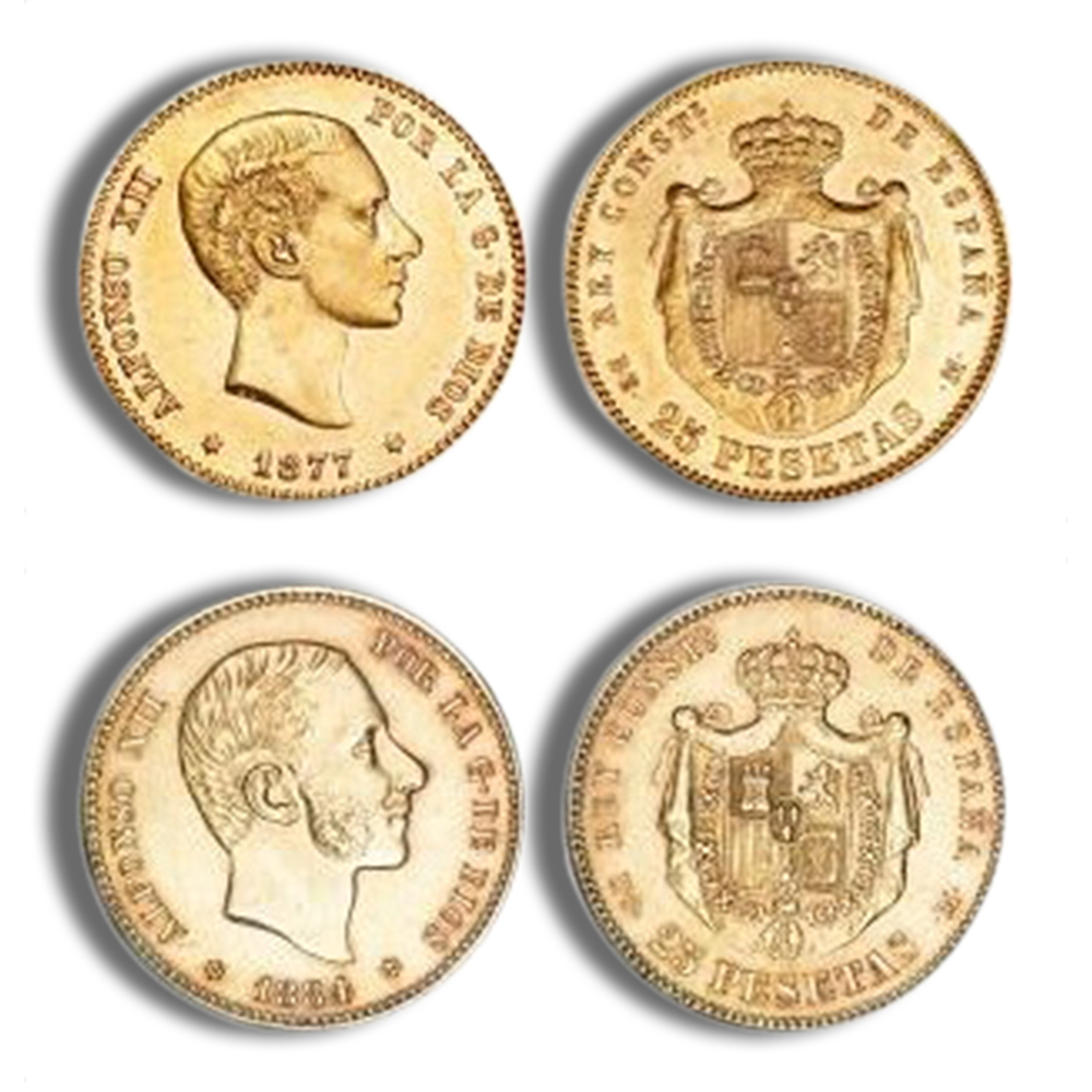Spain 25 Pesetas Gold Coin - THE MALIBU COMPANY